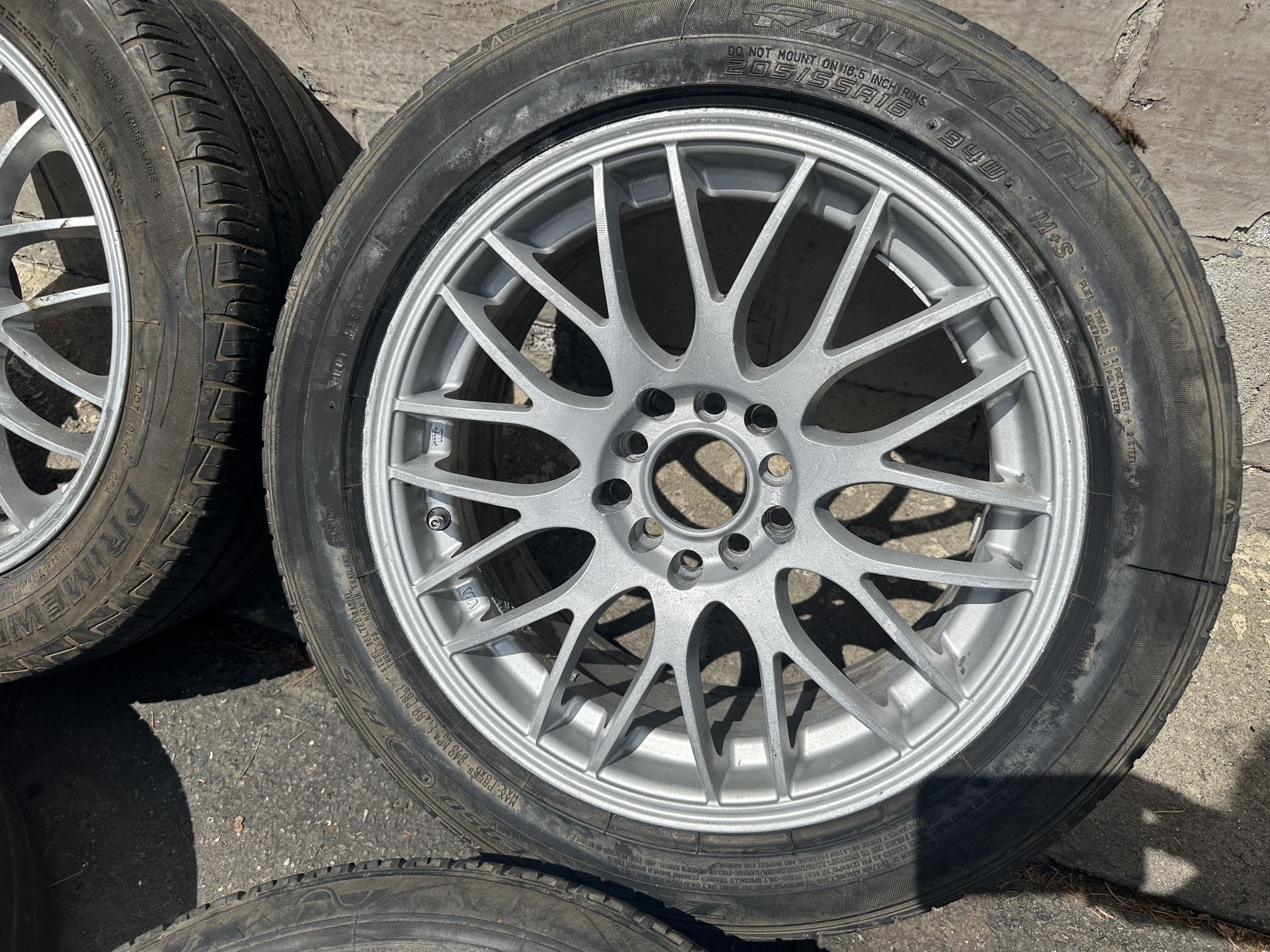 16 inch aluminum sporty rims 5 on 100mm 5 on 4.5 inches one is cracked ...