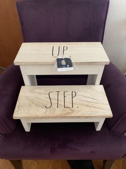 Rae Dunn STEP UP wooden step stool for Sale in San Bernardino CA OfferUp