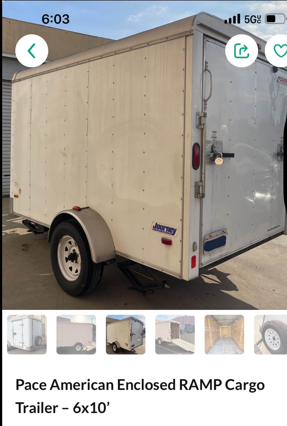 6x10 Cargo Trailer With Ramp With Solar Power for Sale in San Fernando ...