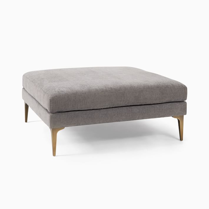 West Elm Andes Ottoman Only in Mineral Gray Velvet w custom legs for Sale in Bloomfield NJ OfferUp