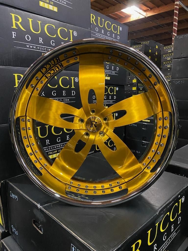 22” Inch Rucci Zip 22x10 Brushed Gold Rims Customizable Wheels for Sale ...