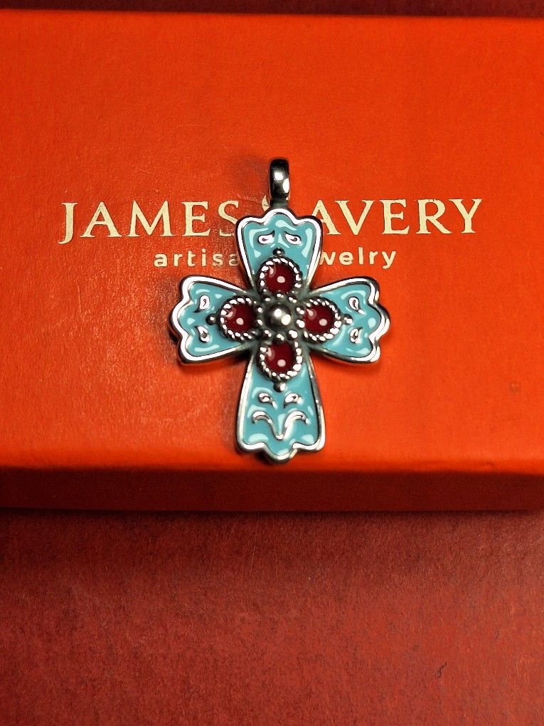 RETIRED Rare James Avery Enamel La Rosa Cross Pendant , 1.5" for Sale ...