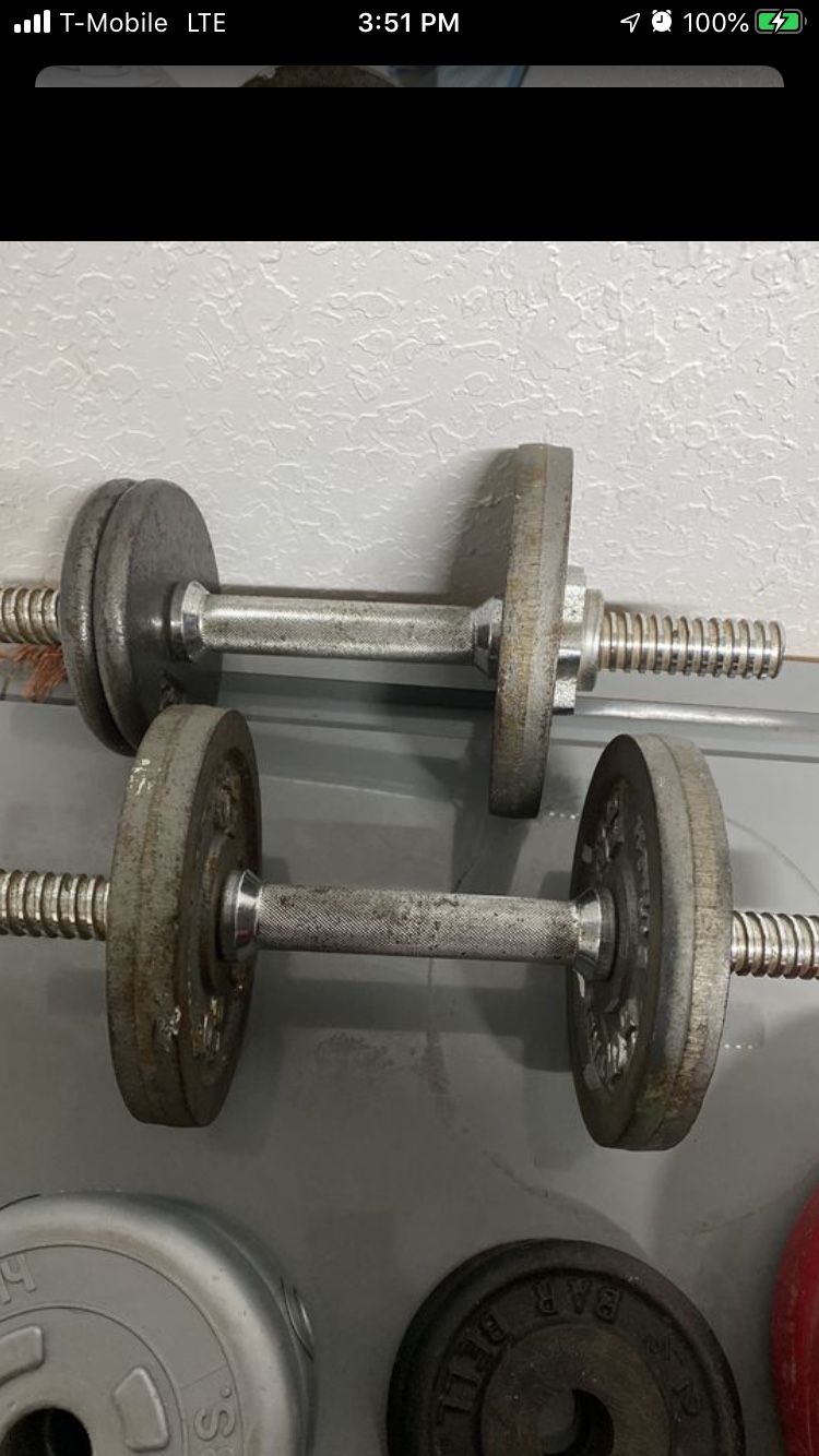Adjustable Olympic dumbbells , you can build Up from 5-35 pounds, 180 ...