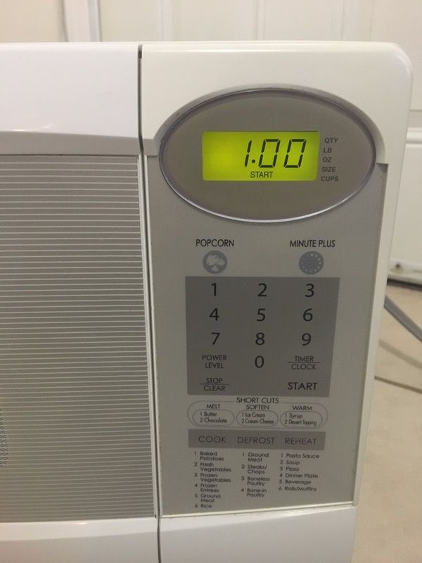 Sharp Carousel R-308JW 1100 Watts Microwave Oven LCD Display White Mid ...