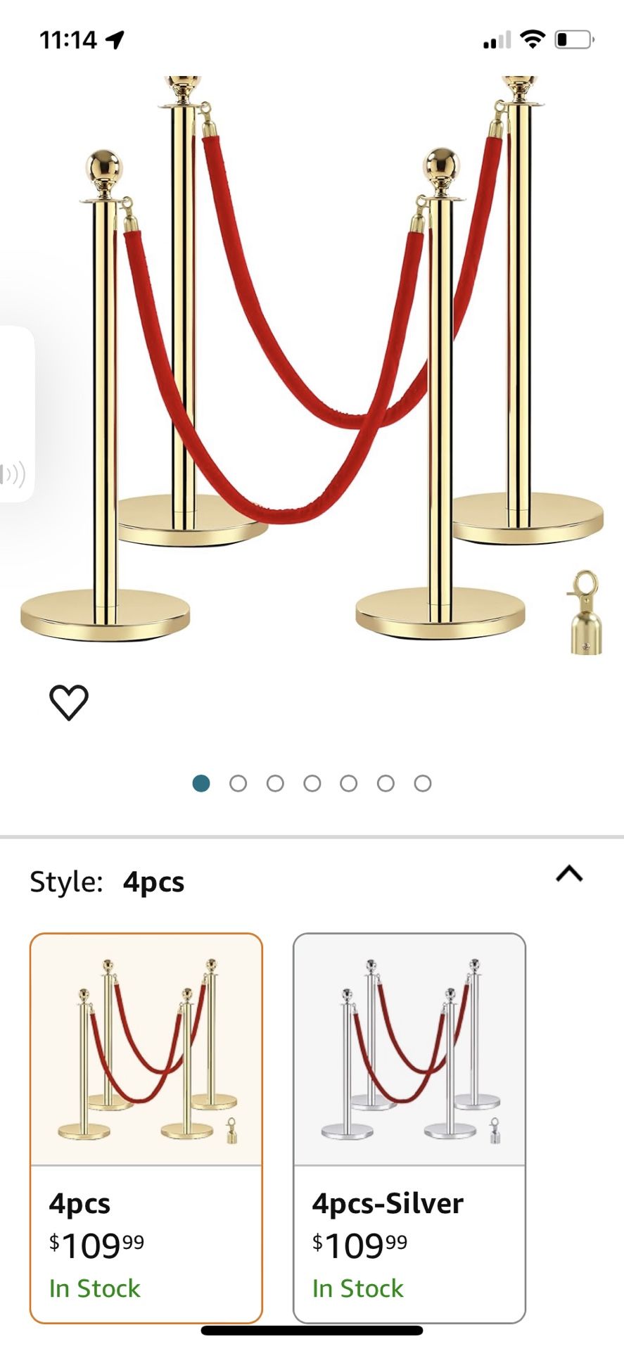 Stainless Steel Stanchion Post,5 FT Red Carpet Ropes and Poles, 4pcs ...