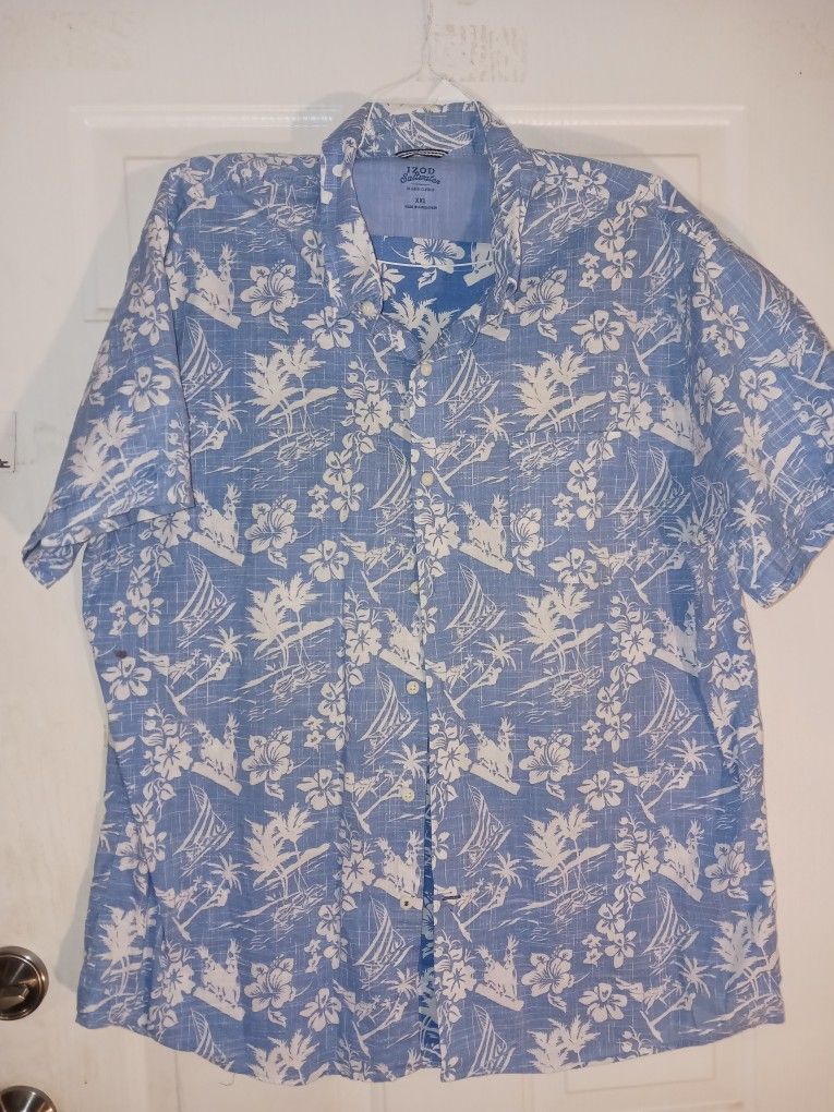 Shirt: Blue and White Tropical Floral Print IZOD Size XXL for Sale in ...