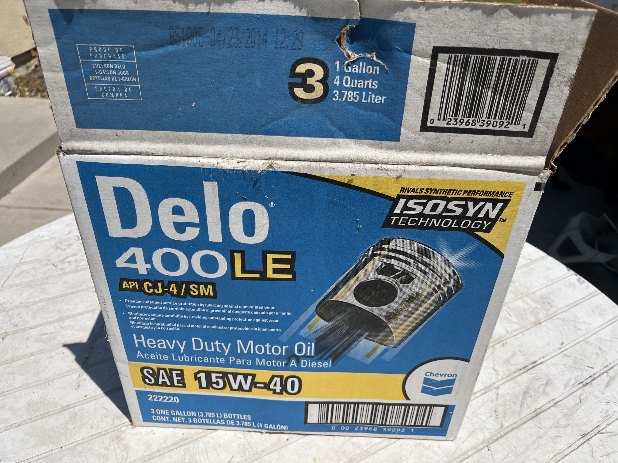 Chevron Delo ISOSYN 15w-40 Heavy Duty Diesel Oil - 3 Gallons for Sale ...