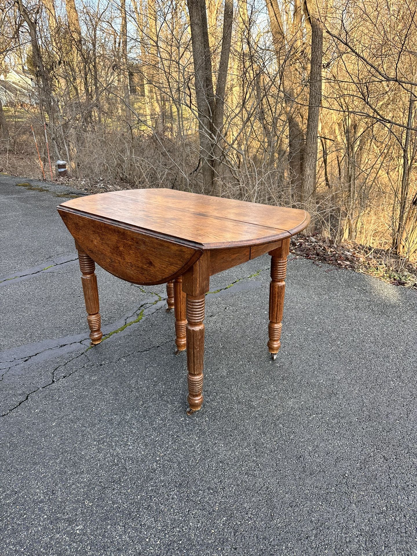 Antique / Vintage Dining Kitchen Table - Drop Leaf - Five (5) Leg Table ...