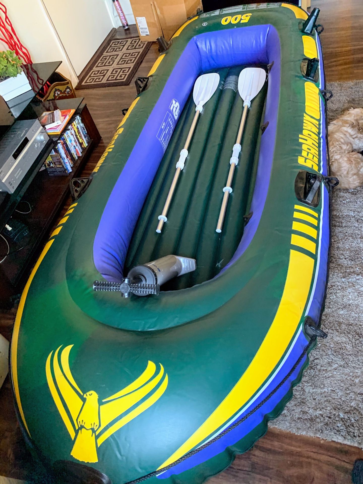 Seahawk 500 Large Raft w/ Oars & West Marine Pump Boat Dingy for Sale ...