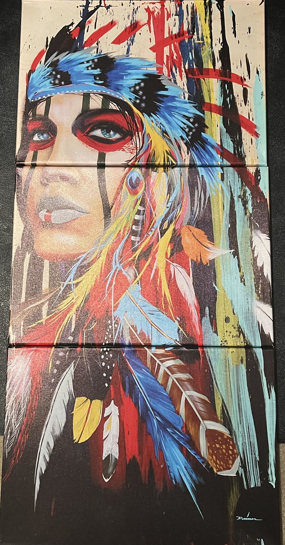 Meiji Native American Painting Indian Canvas Wall Art Indians Woman ...