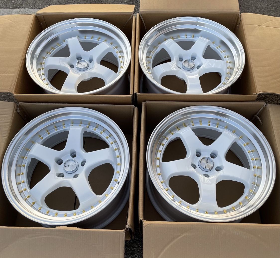 New 18 Inch Work Meister S1 Style White Gold Rivets Forged Rims Wheels ...