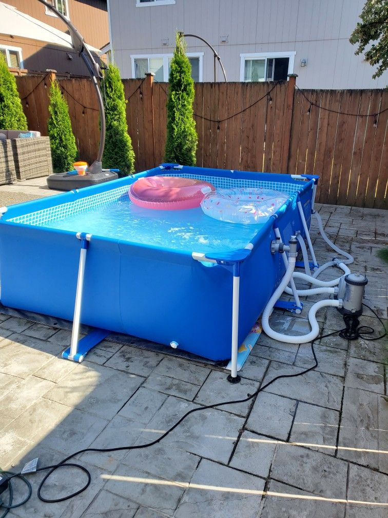 Intex Pool Rectangular Frame Above Ground Outdoor Backyard Swimming ...