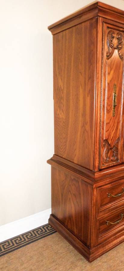 High End Wood Armoire / Dresser with 4 Drawers and Storage Cabinets ...