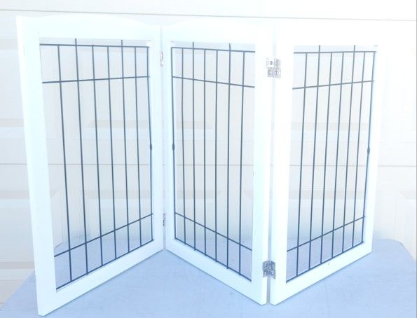 3-Panel Freestanding Adjustable Wooden Dog PetGate 30" Tall and up to ...