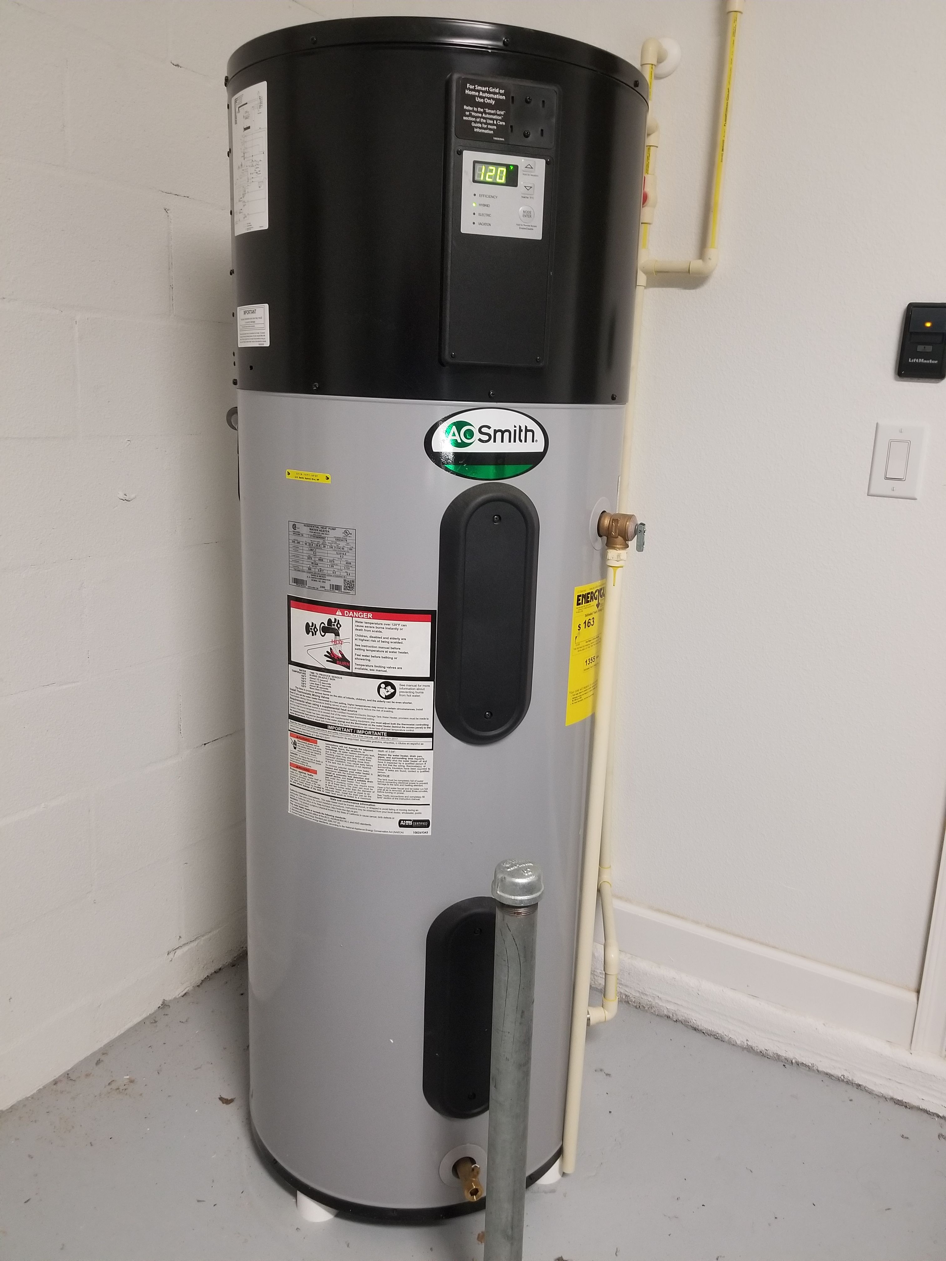 AO Smith Voltex Hybrid Electric Heat Pump 50 Gallon Water Heater for ...