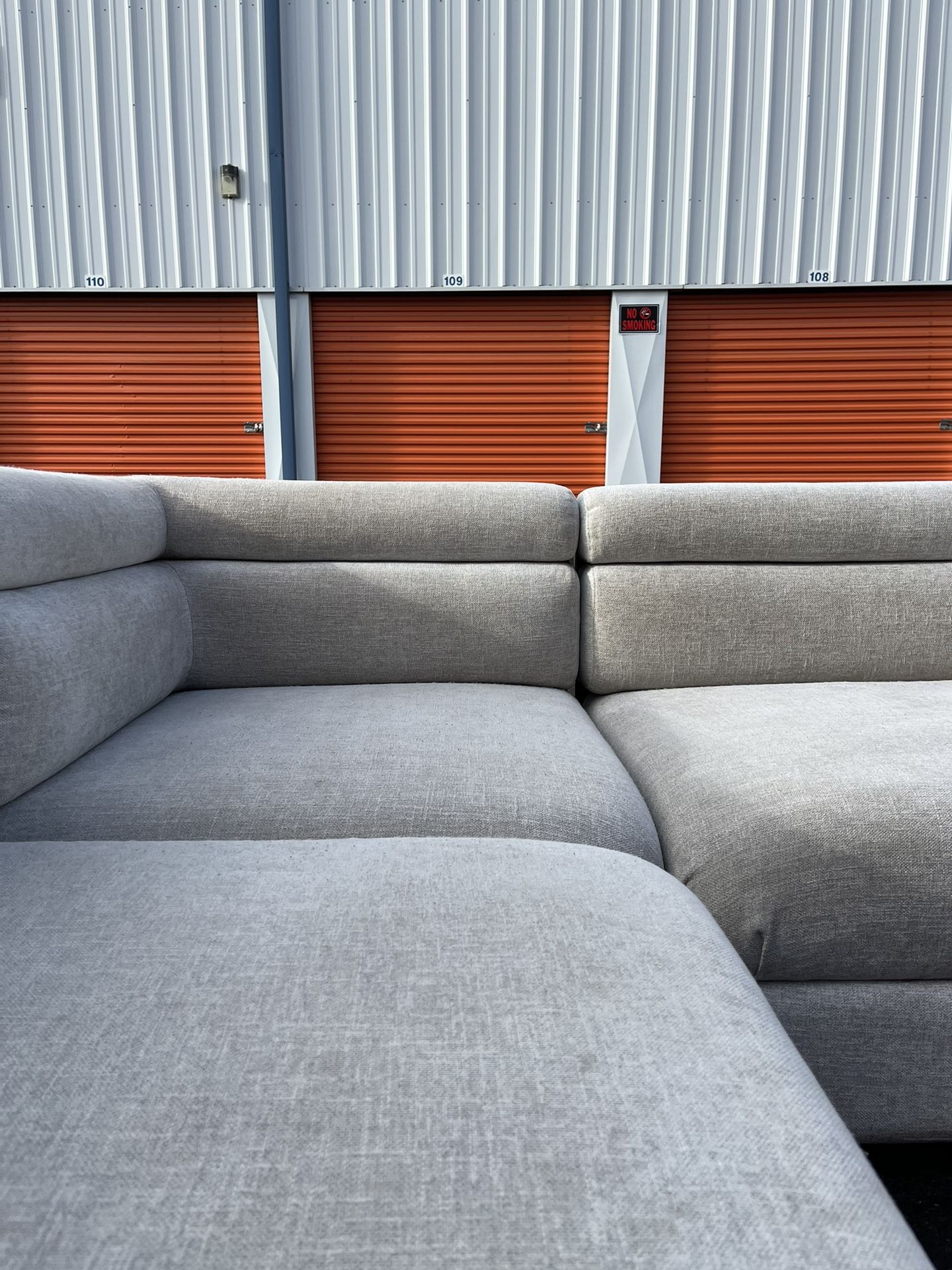 Cb2 “Lenny kravits” collaboration Walnut luxury modular couch In Elliot dove. for Sale in ...