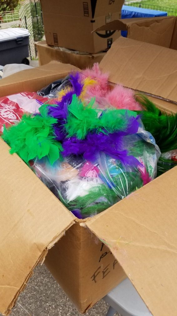Box feathers $10. and box of leather pieces $10. for Sale in Lynnwood ...