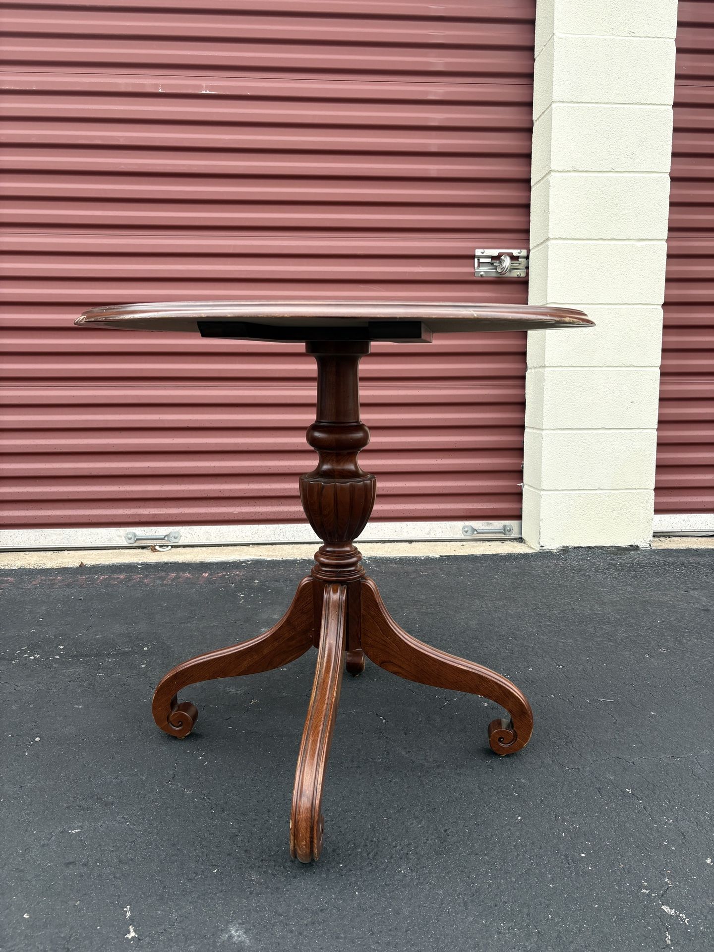 Vintage Round Wood Pedestal Side Table – Solid & Sturdy for Sale in ...