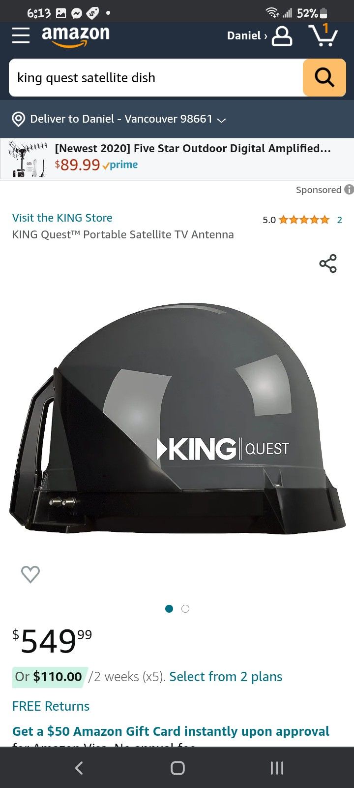 King Quest Portable/Roof Mountable Satellite Tv for Sale in Vancouver ...