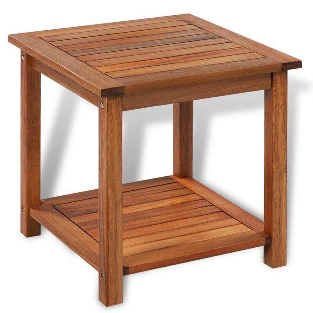 End Table Wooden Side Table Storage for Outdoor Patio Garden Furniture ...