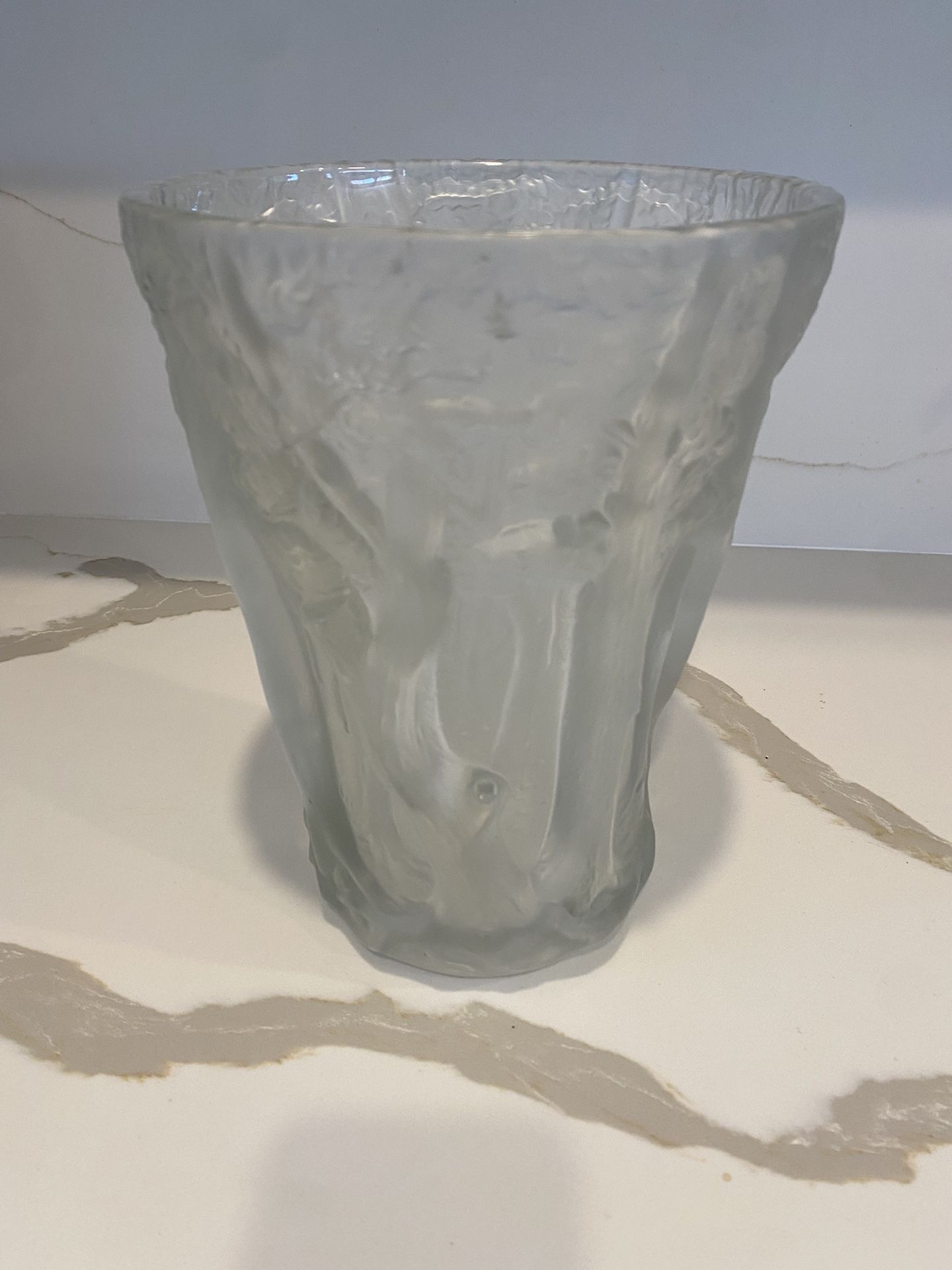 1930s BAROLAC SCULPTURE Frosted "Forest" 10” Tall Glass Vase by Josef ...