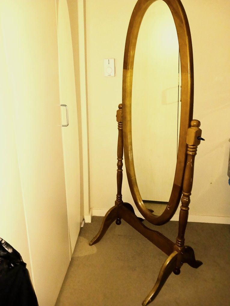 6 Ft Tall Oval Stand Up Mirror Made With Beautiful Blonde Ashwood ...