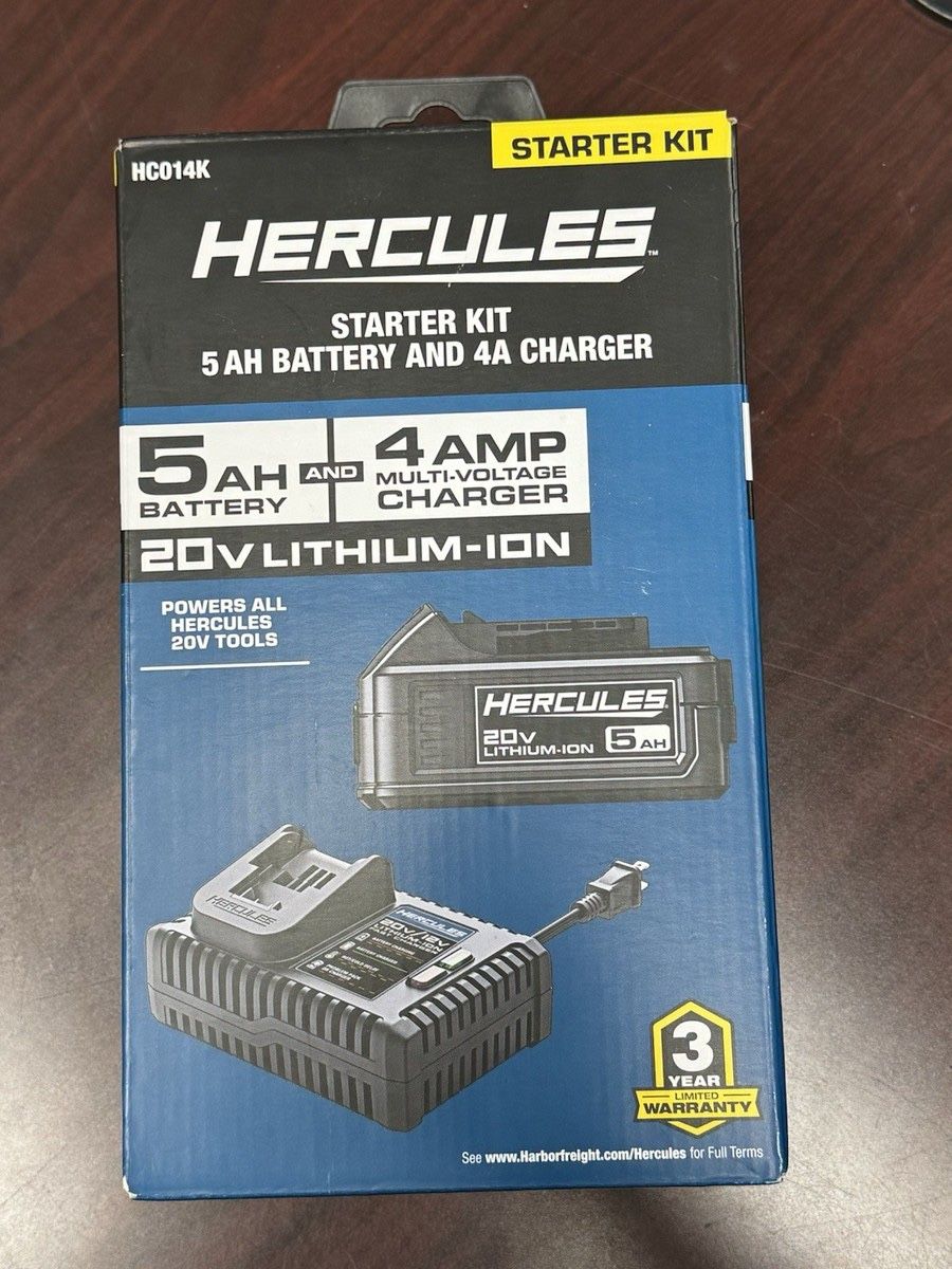 NEW! Hercules 20V 5Ah Lithium-Ion Battery & 4AMP Charger Starter Pack ...