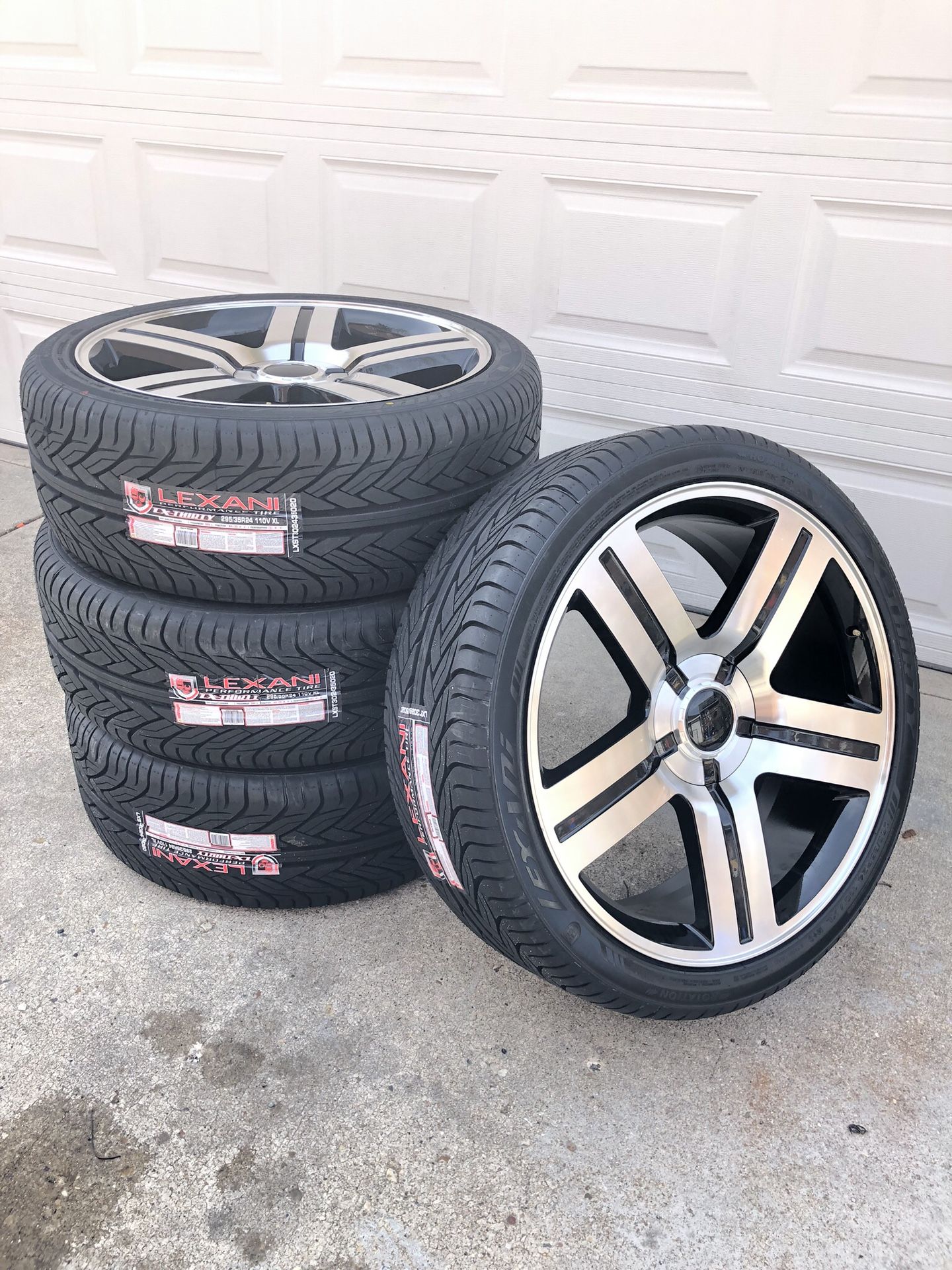 24 inch Texas Edition black machined rims & tires 6x139.7 for Sale in ...