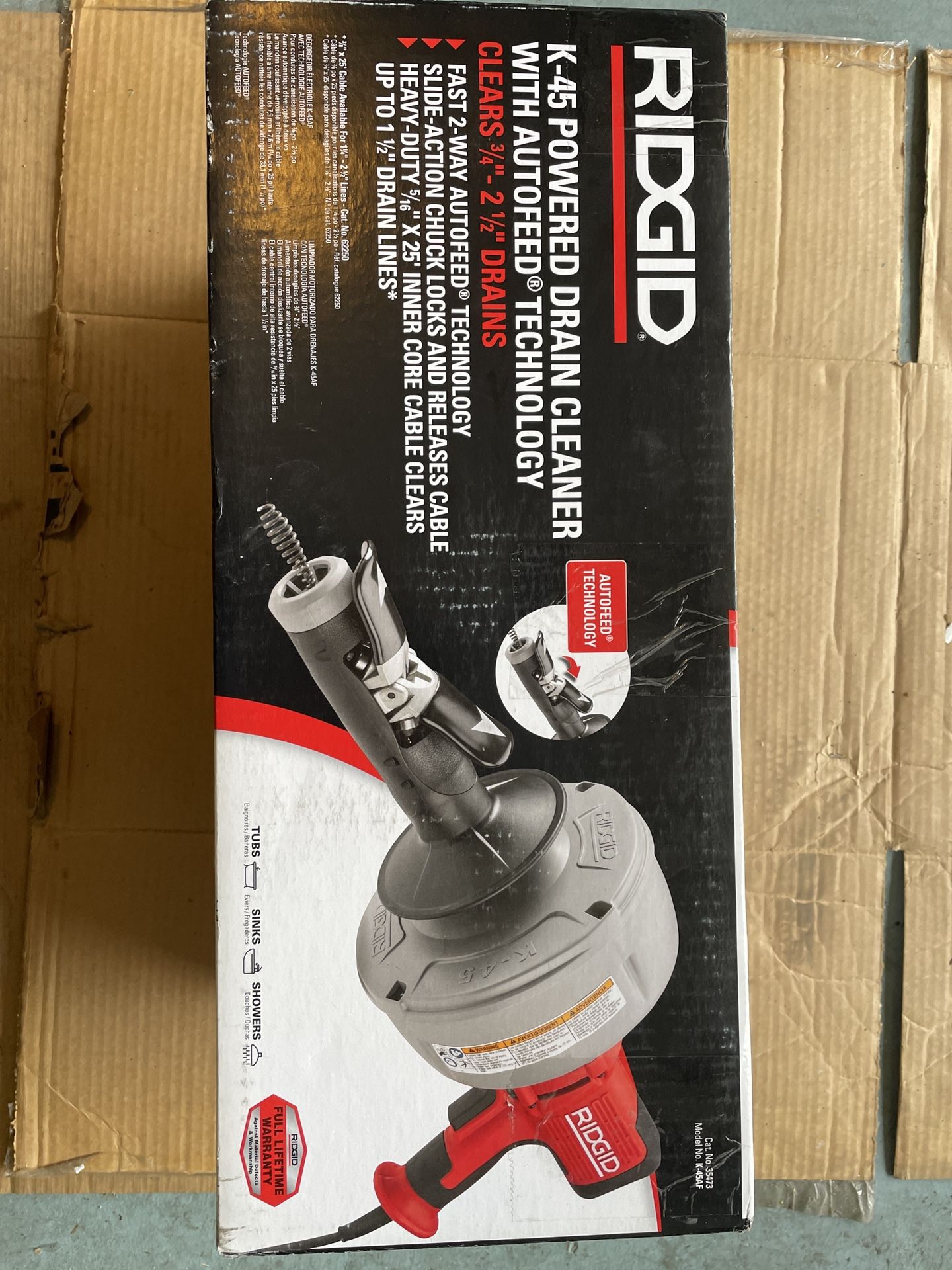 RIDGID K-45AF-5 Drain Cleaning Autofeed Snake Auger Machine with C-1 5/ ...