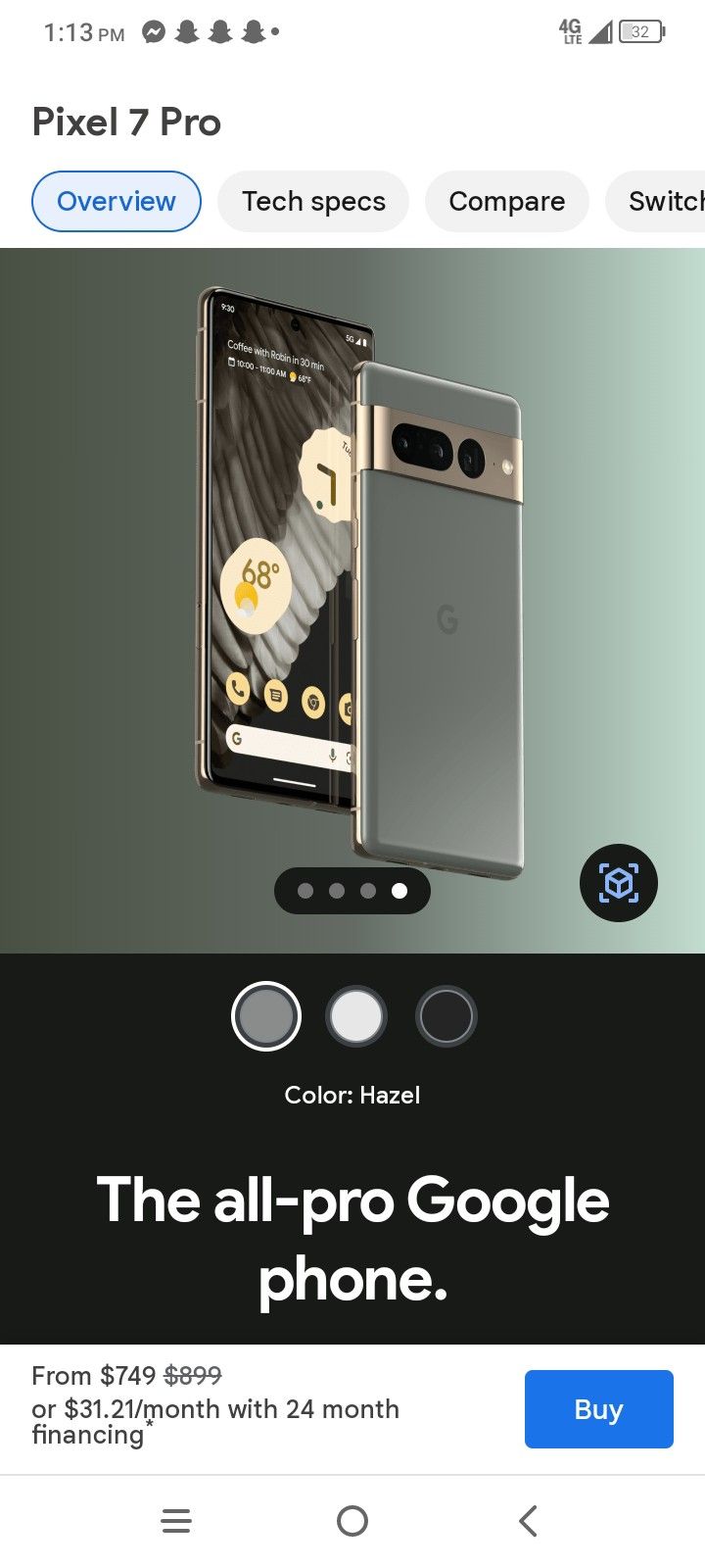 Brand New Unlocked Google Pixel 7 Pro Hazel In Color for Sale in Los ...