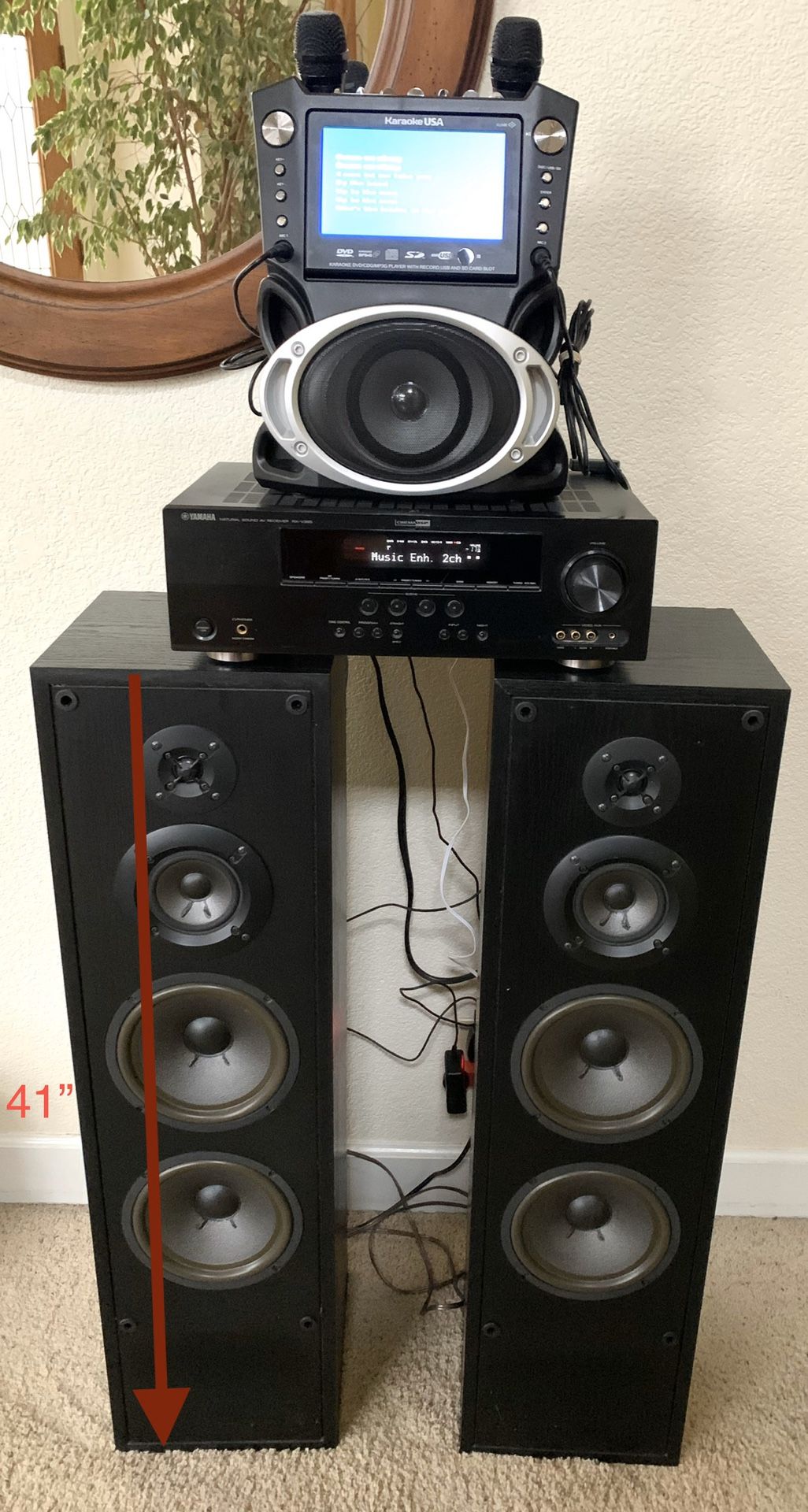 Karaoke USA+ Yamaha RX V365 5.1 with Bluetooth +2 large speakers 41 ...