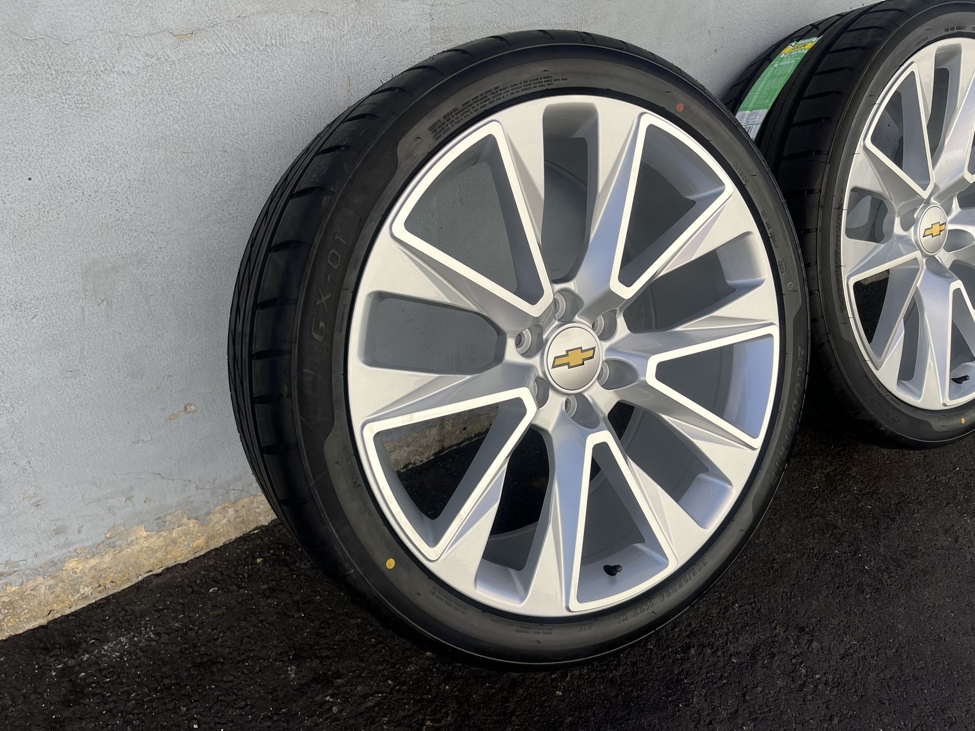 24” INCH CHEVY/GMC DENALI BRUSHED SILVER WHEELS/RIMS WITH TIRES for ...