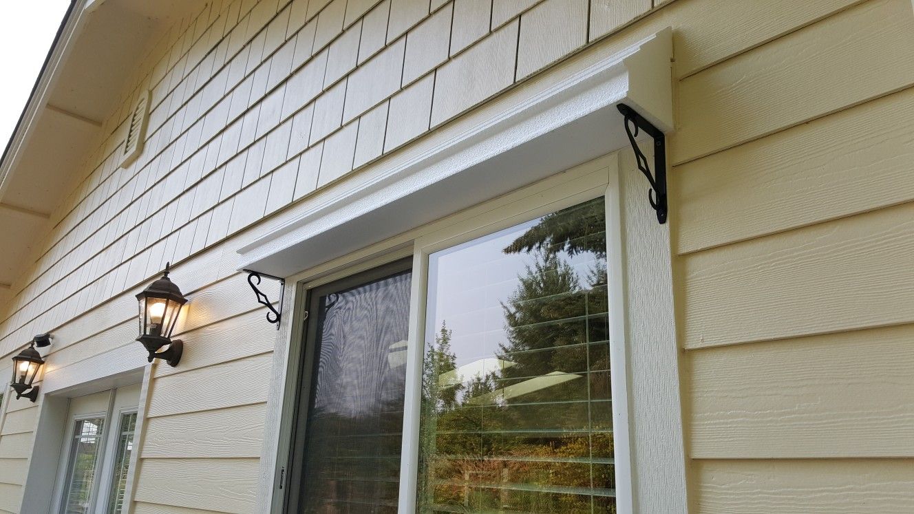 Diy instant curb appeal exterior window header trim siding awning ...