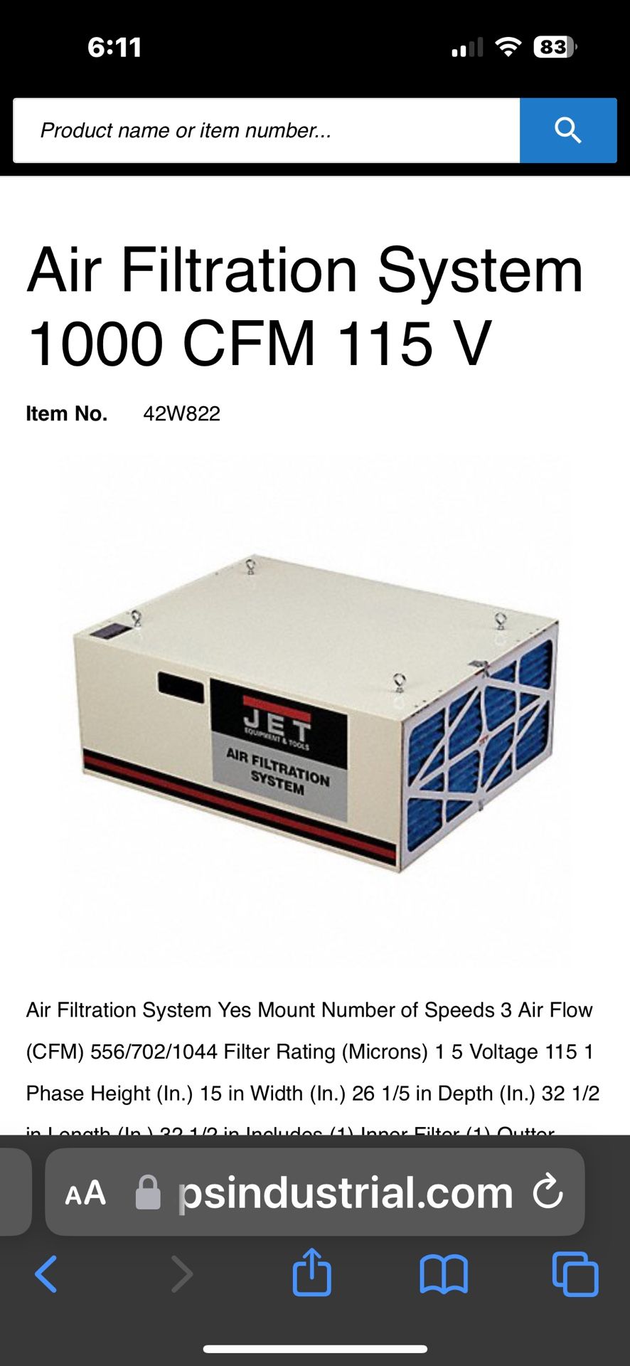 Jet Afs – 1000B Shop Filtration System for Sale in Bothell, WA - OfferUp