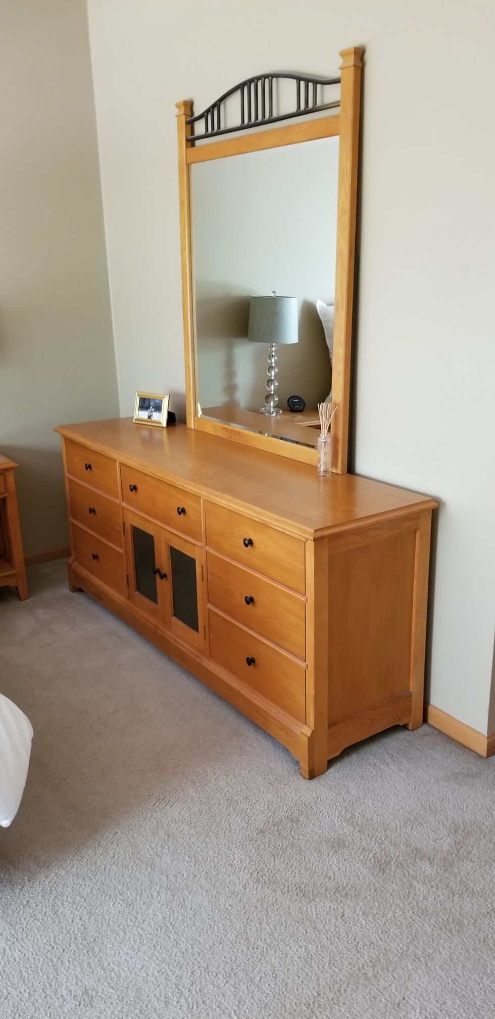 Bedroom Furniture-Armour, dresser and mirror, and end tables for Sale ...