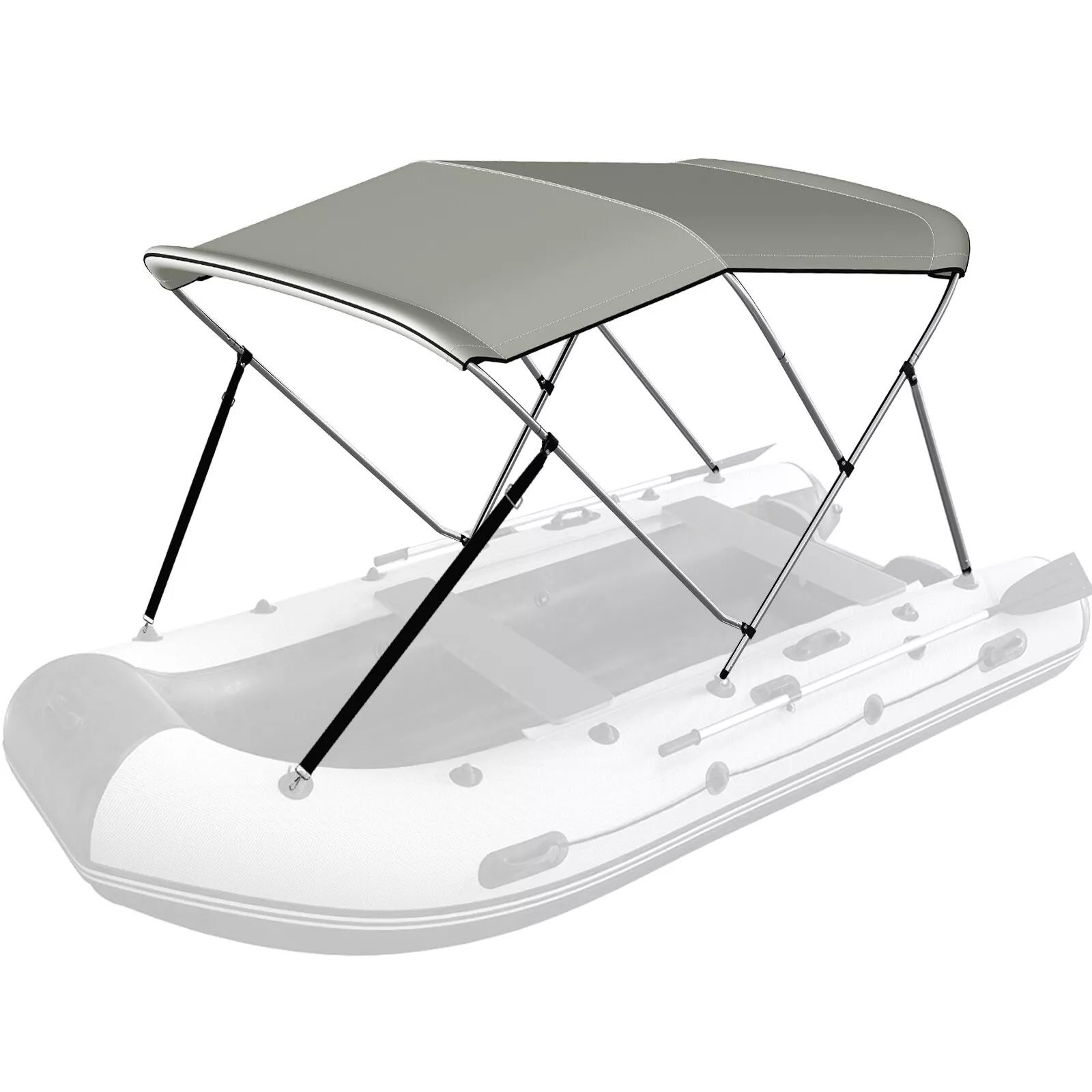 Foldable Boat Bimini Top Canopy Cover 3 Bow Clips Sun Shade Boat Canopy ...
