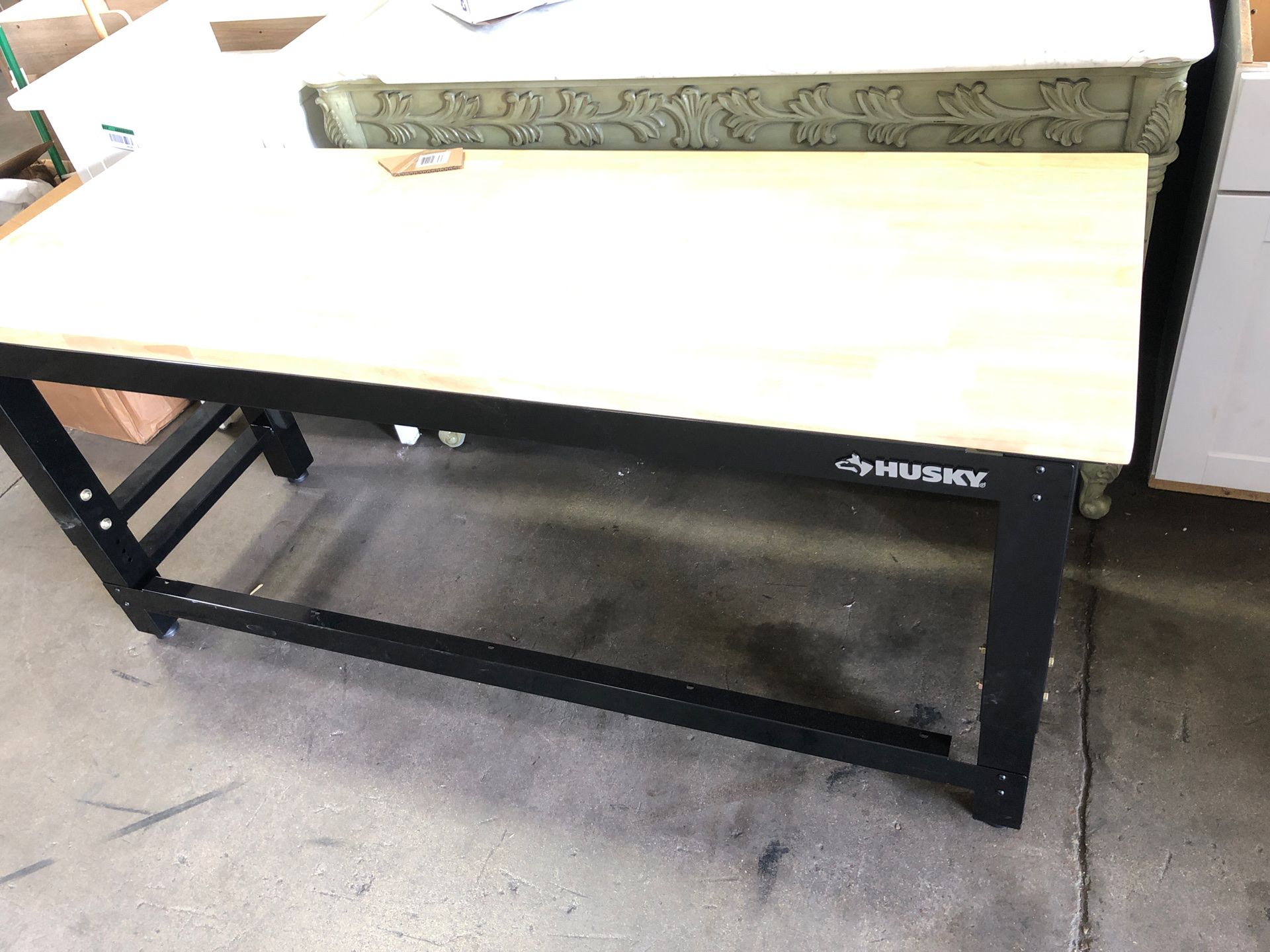 Husky 6 ft. Adjustable Height Solid Wood Top Workbench for Sale in ...