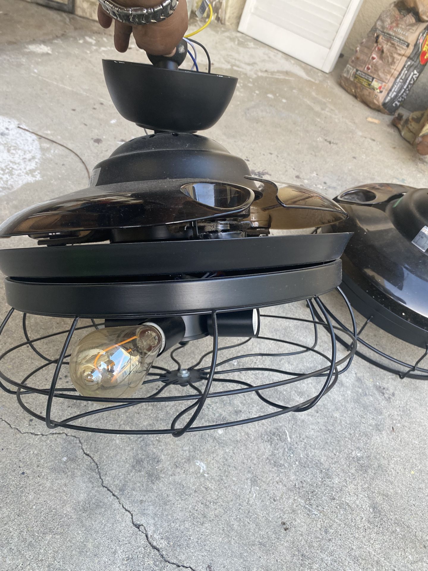 Metal Retractable 3-Blade Ceiling Fan Chandelier Wall Switch used but ...