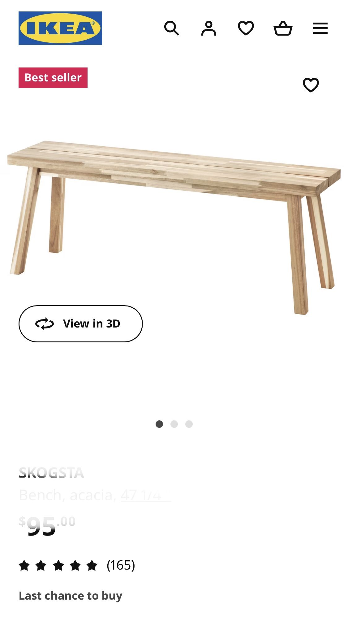 Ikea SKOGSTA Wooden Bench for Sale in Aliso Viejo, CA - OfferUp