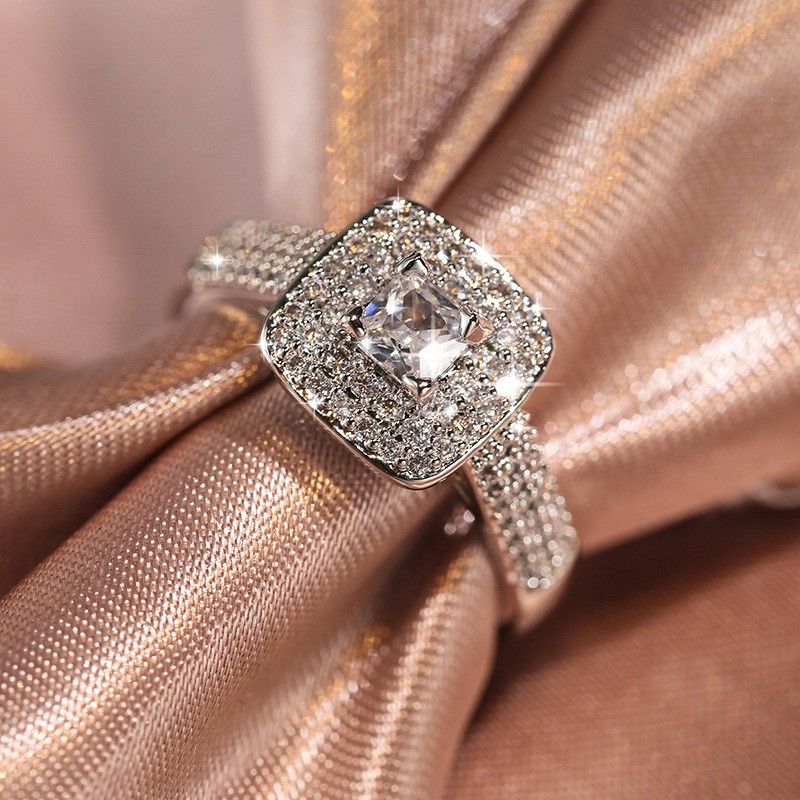 Square Pave Diamond Women Rings