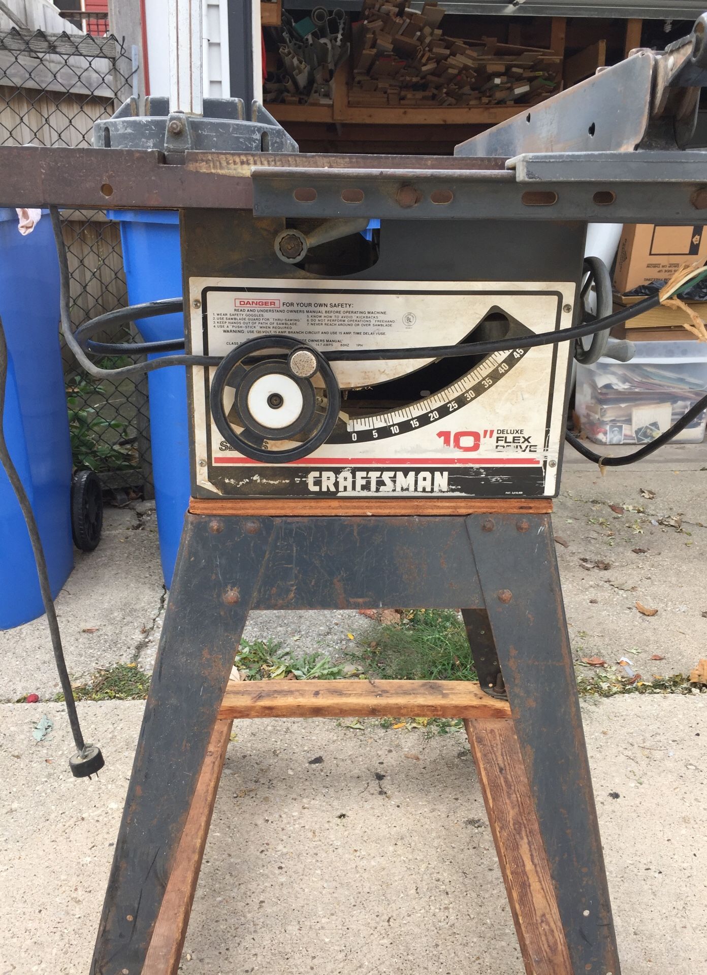 MOVING SALE !! Craftsman 10” direct “flex” drive, cast iron top table saw with spare flex drives ...