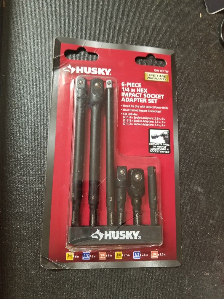 Husky 6-piece 1/4" Hex Drive Impact Socket Adapter Set for Sale in ...