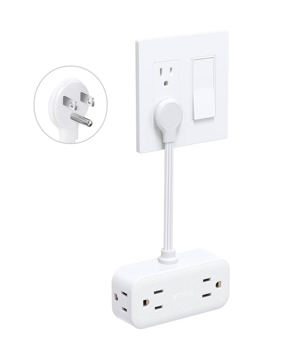 Outlet Extender with 6 Inch Cord, Flat Plug Adapter with 4 Electrical ...
