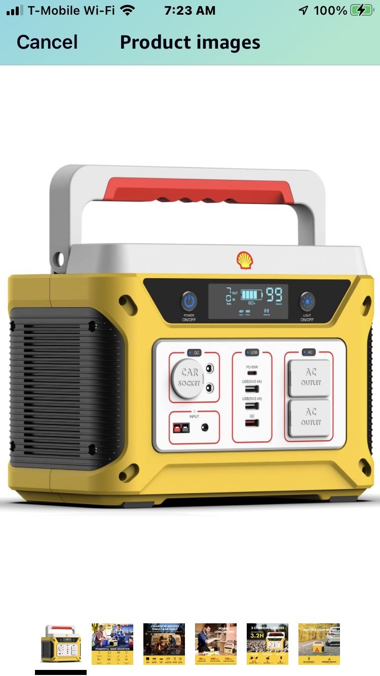 Shell Portable Power Station, 583Wh Solar Generator (Solar Panel 50W ...