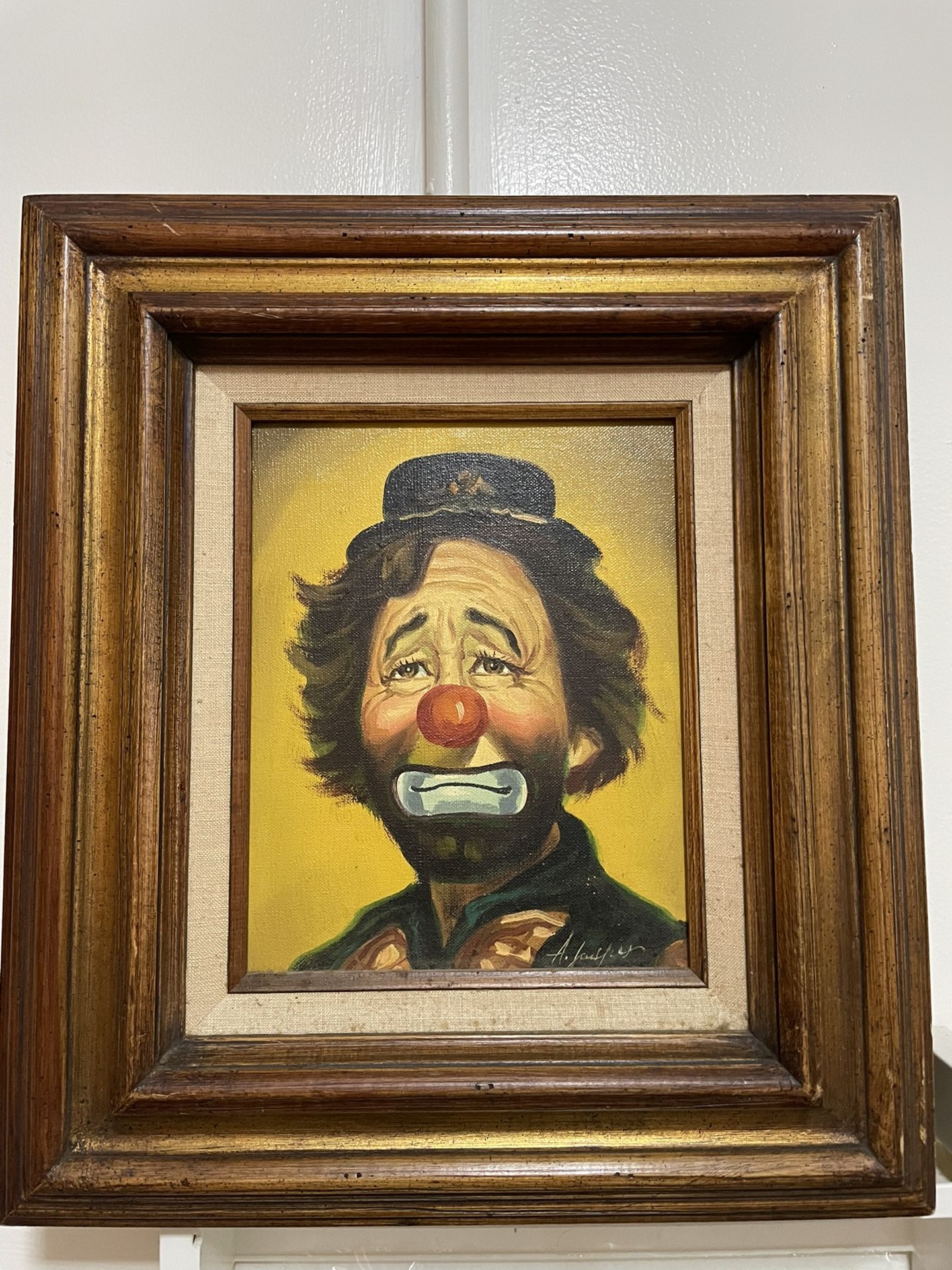 Vintage Sad Clown Painting