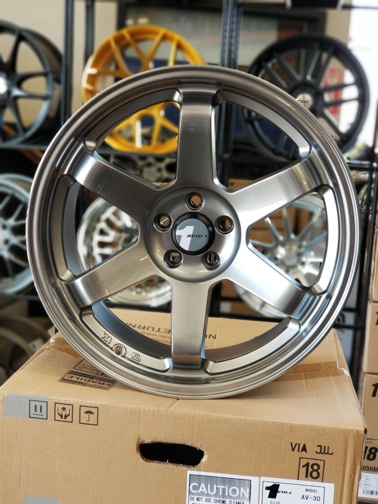 4 BRAND NEW AVID1 AV06 WHEELS. 18×8.5. 5×114.3. +35. HYPER BLACK. HONDA ...