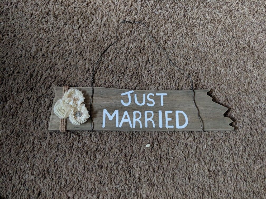 Just Married Sign Rustic