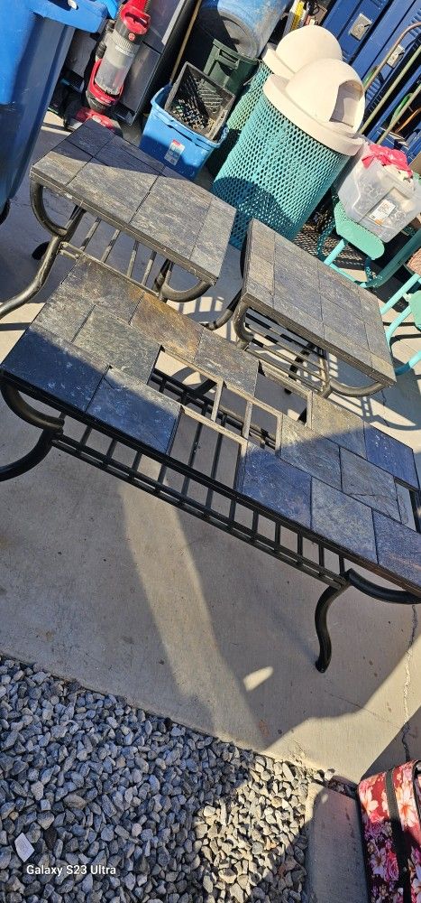 Outdoor Tables Set Of 3 Tiles Style Some Missing Table Good Condition ...