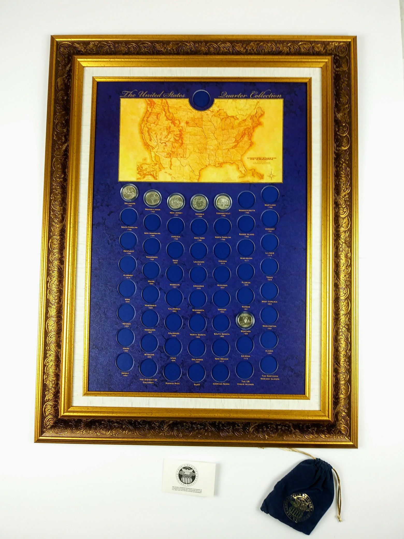 United States Quarter Collection World Reserve Display Frame w/ starter ...