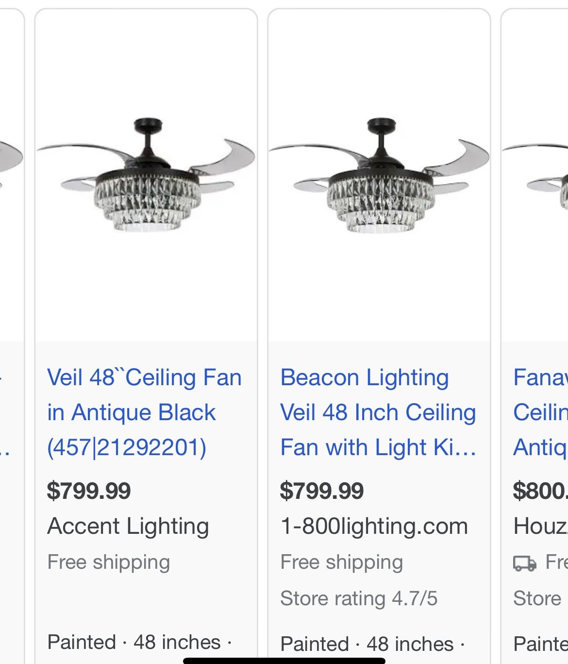 Fanaway Veil 48in 4 Blade LED Retractable Ceiling Fan for Sale in Solon ...